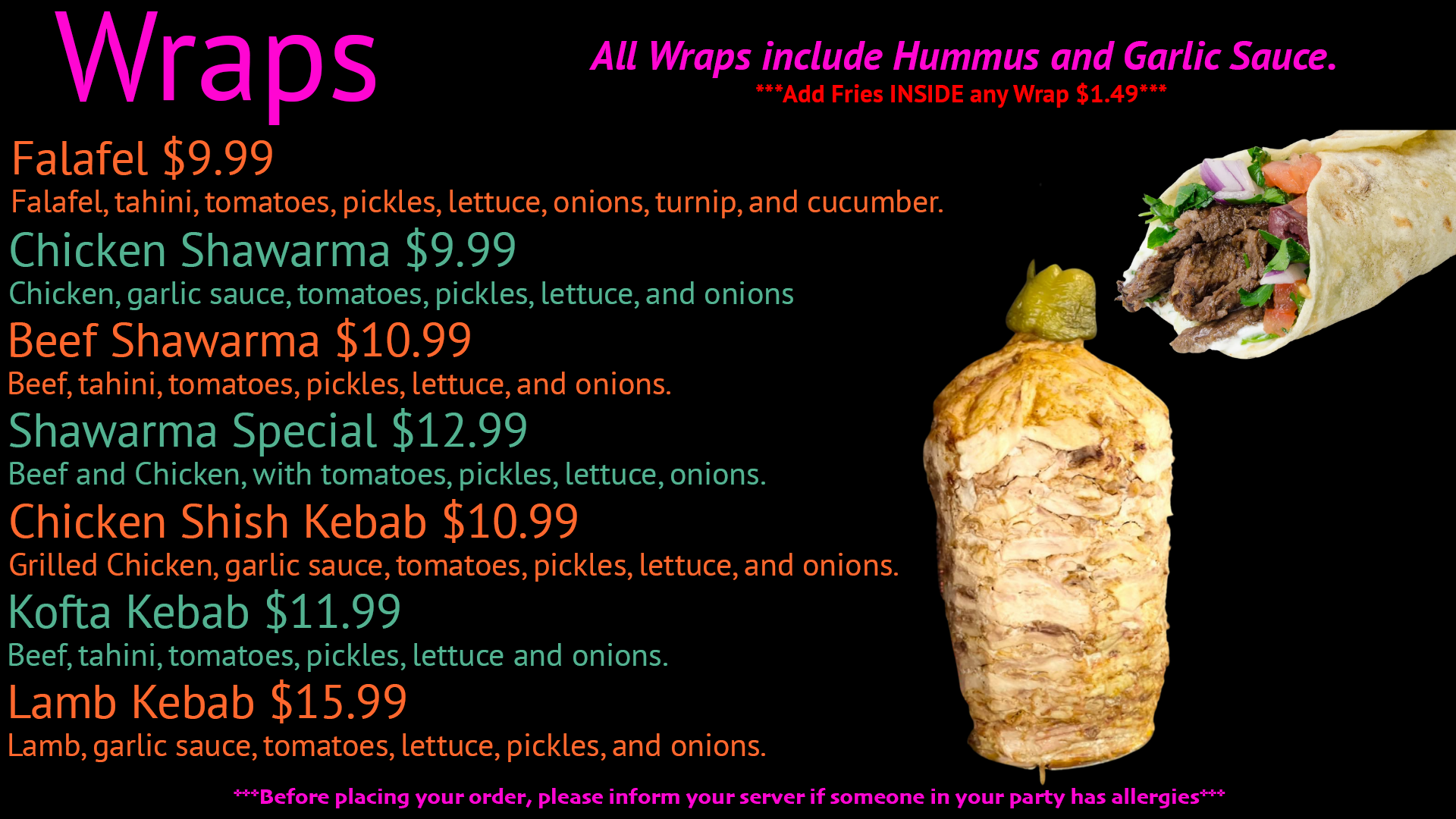 Menu - Shawarma & Shakes